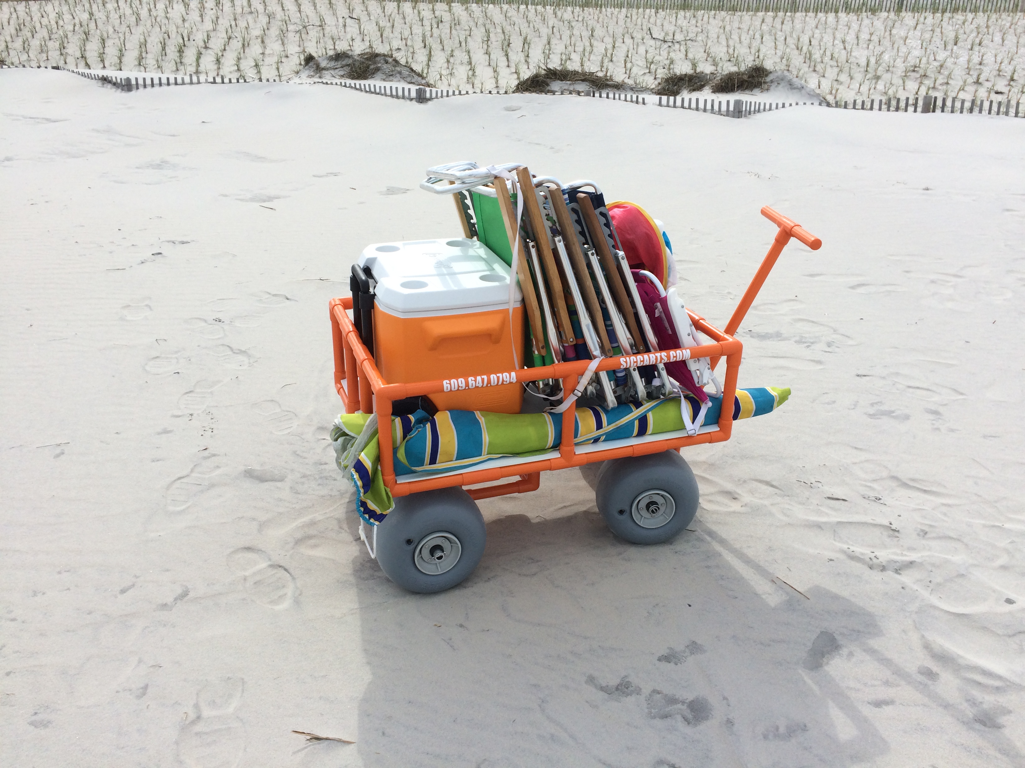 Make heading to the beach a breeze with one of our patented beach carts.